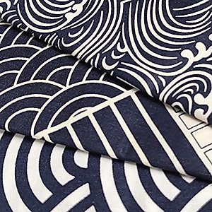 Qililandiy 3 Pcs Sea Wave Cotton Fabric Fat Quarters Fabric Bundles Pre-Cut Fabric 18x22 inch for Sewing Quilting and Crafting and Projects