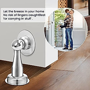 Magnetic Door Stop, Direct mounting Without Turning Holes，Magnetic Door Stoppers for Bottom of Door, Protect The Door from Collision When Opened (Silver 1)