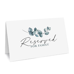 CLEVER SIGNS Reserved Table Signs, Pack of 25 Reserved Signs for Family, Reserved Signs for Weddings, Receptions, Christmas, 4x6 inches Reservation Cards for Tables, Greenery Watercolor Design