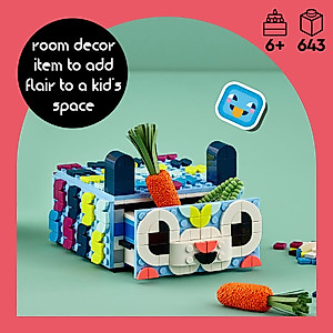 LEGO DOTS Creative Animal Drawer Building Toy 41805, Buildable Treasure Box, Jewelry Box, Desk Caddy, Storage Box, Arts and Crafts DIY Toy Mosaic Making Kit for Creative Kids Boys Girls Age 6+
