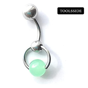 Vertical Hood Piercing Jewelry for Women with Calming Stone Chinese Jade - Belly Button Ring, Vch Jewelry Hood, Stainless Steel Belly Button Rings, Vch Piercing Jewelry 14g, Belly Button Piercing