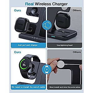 Samsung Wireless Charger, Metmoon 3 in 1 Samsung Charging Station for Galaxy S23 S22 S21 S20 Ultra FE/Note 20 10 9/Z Flip Fold Series, Galaxy Watch 5 Pro/5/4/3/Active 2/1, Buds+/Pro/Live(With Adapter)