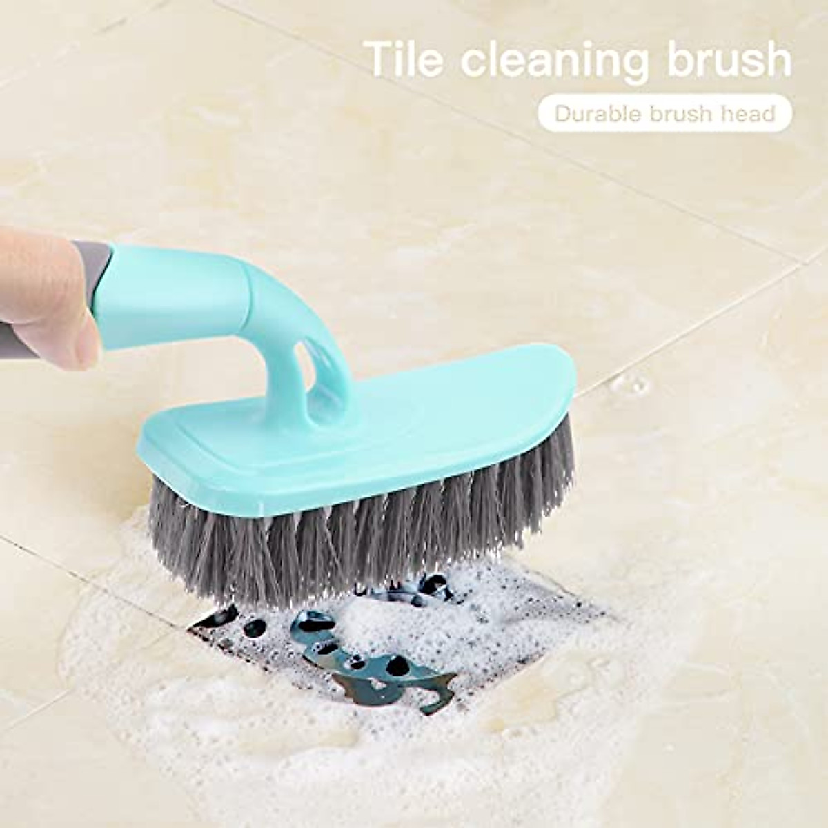 KUFUNG Bathroom Scrub Brush, Heavy Duty Shower Brush for Cleaning, Comfort Grip Bristle Stiff Scrubber Brush for Bathroom Shower Sink Carpet Floor (9 inch, Blue)