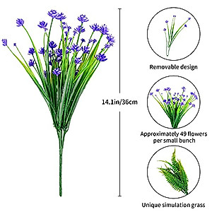 STYLIFING 12 Bundles Artificial Fake Flowers for Outdoor Decoration, UV Resistant Shrubs Plants, Fade Resistant Flowers Faux Plastic Greenery for Indoor Hanging Plants Garden Porch Window Box Wedding