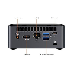 Intel NUC10 Mini PC, 10th Gen Intel i3-10110U, 8GB DDR4 SDRAM, 256GB PCIe NVMe M.2 SSD, Intel UHD Graphics, Wi-Fi 6, Bluetooth, HDMI, USB-C, Windows 10 Enterprise, Black