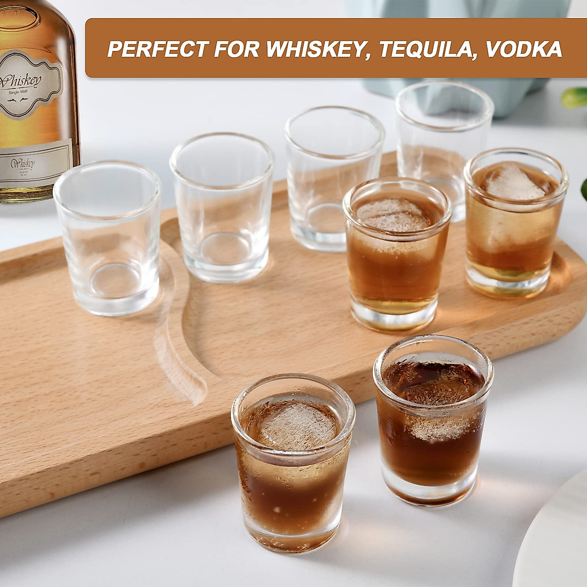 BYAWAY Shot Glass,0.8 oz Mini Shot Glasses with Heavy Base,Small Shot Glass Set of 2,Medicine Cups Reusable Mouthwash Cups for Bathroom,Drinking Glass for Wine Tequila Vodka Whiskey