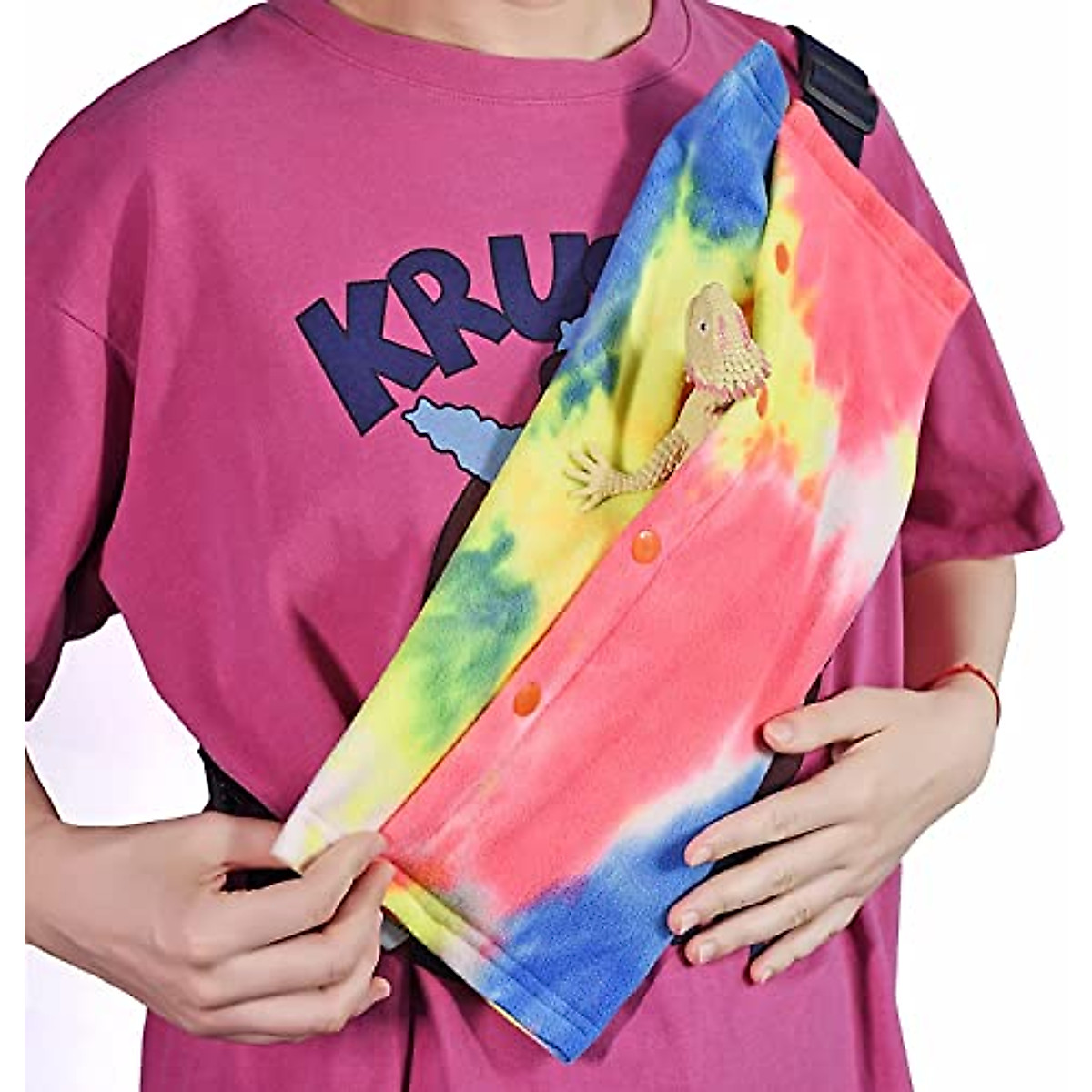 WXNDX Adjustable Reptile Sling Small Animal Carrier for Bearded Dragons Lizards and Small Reptile Travel Bag (Yellow-red)