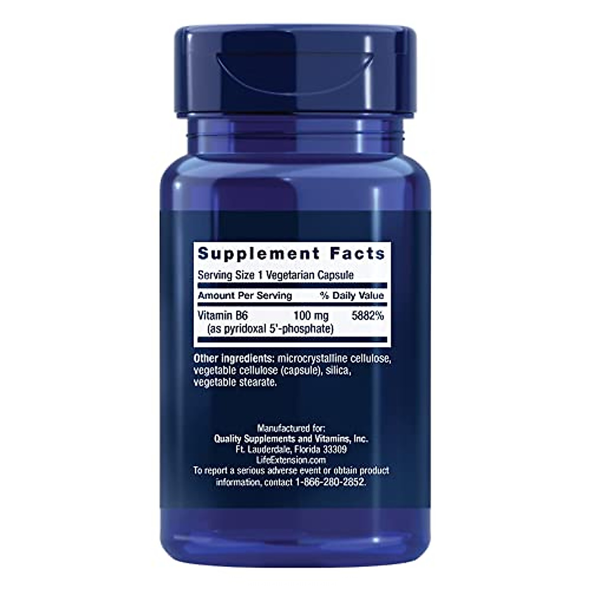 Life Extension Pyridoxal 5'-Phosphate 100 mg P5P – Essential Vitamin B6 For Heart, Nerve & Eye Health – Glucose & Blood Sugar Supplement - Gluten-Free, Non-GMO - 60 Vegetarian Capsules