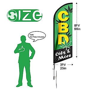 FSFLAG CBD Oil Advertising Swooper Flag Banner, 8Ft CBD Oil Feather Flag, Advertising Feather Banner Sign for CBD Oil Business