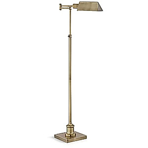 Regency Hill Jenson Modern Metal Adjustable Pharmacy Floor Lamp Swing Arm 54" Tall Aged Brass Metal Shade Standing Pole Light for Living Room Reading House Bedroom Home Office