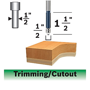 Bosch 85601M 1/2 In. x 1-1/2 In. Carbide Tipped 2-Flute Templet Trim Bit