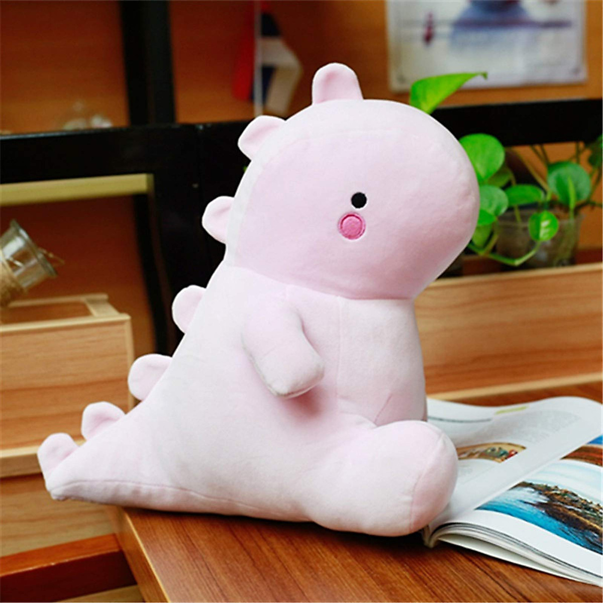 YUESUO Cute Stuffed Dinosaur Toy Plush Doll Soft Stuffed Animals Dino Plushie Soft Birthday Gifts for Kids Girls Boys Pink 11.8 inch