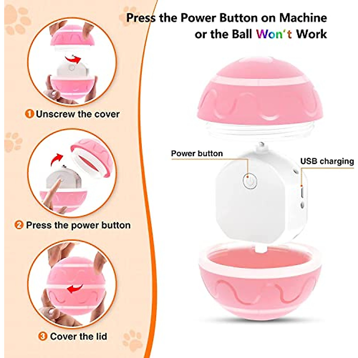 CUXMUX Remote Control Dog Balls, Peppy Pet Ball for Dogs, Aggressive Chewers Toy, Automatic Interactive Rolling & Shaking Gifts for Dog