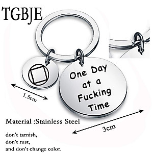 TGBJE One Day At a Time Keychain Sobriety Gift Addiction Recovery Gift AA Gift NA Recovery Sobriety Gift (One day 2)