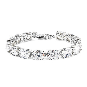 SHOP LC DELIVERING JOY Cubic Zirconia Tennis Bracelet White Diamond Simulated Bracelets for Women 8" Ct 27.22 Birthday Gifts for Women