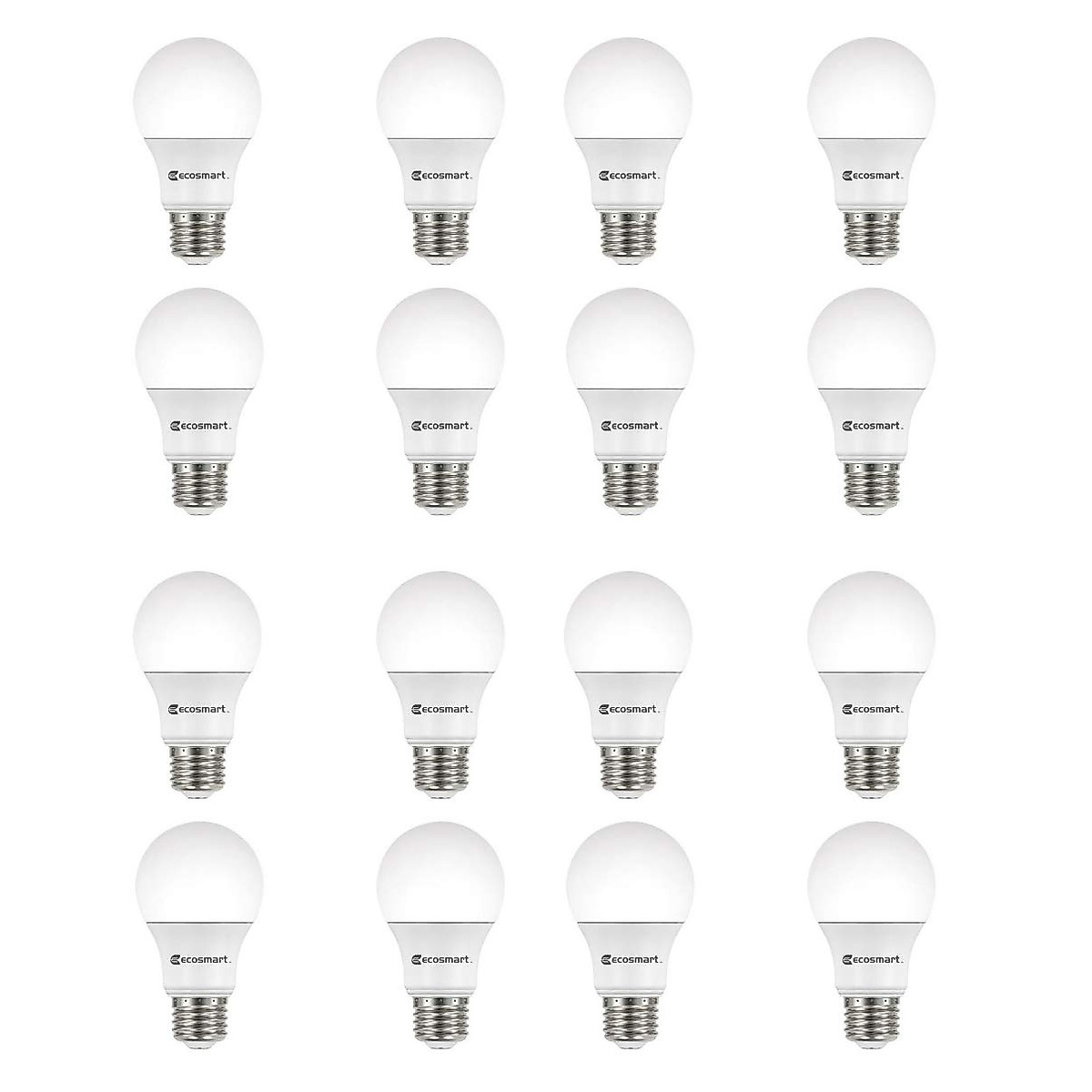 Ecosmart LED 60-Watt Equivalent A19 Dimmable Energy Star LED Light Bulb Bright White (3000K)(16-Pack)