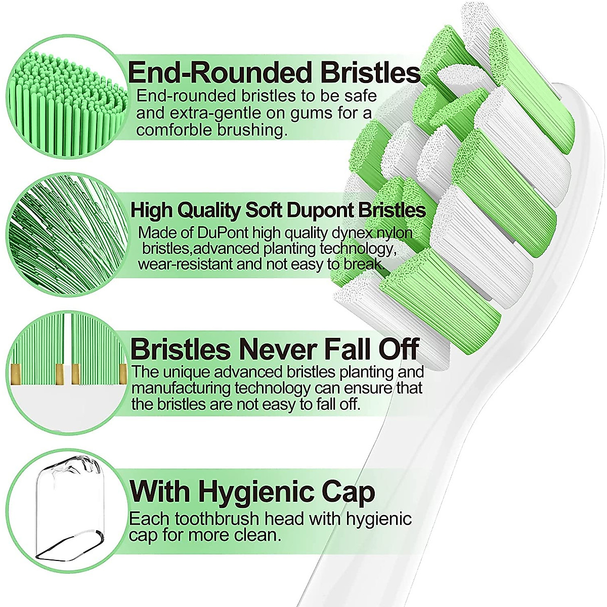 Replacement Toothbrush Heads for Phillips Sonicare,Brush Heads Compatible with DiamondClean 4100 5100 W2 HX6064 and All Snap-On System Toothbrush Handles,8 PCS,White