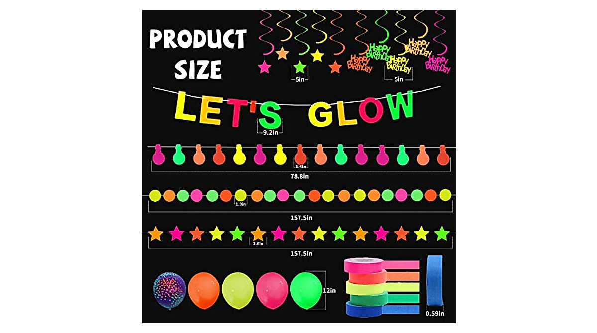 Glow Party Supplies & Decorations - UV Blacklight Reactive Neon Set