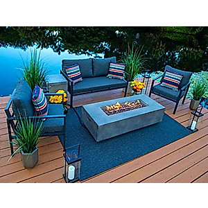 Juno 4 Piece Outdoor Furniture Conversation Set with 56" Rectangular Propane Gas Fire Pit Table