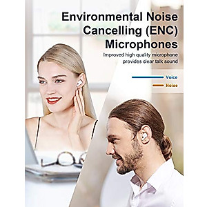 Bluedio Bluetooth Mini Wireless Earbuds, Ei Wireless Headphones in-Ear Earphones with Charging Case, 40Hrs Playtime, Car Headset Built-in Mic Support Wireless Charging for Cell Phone, Sport, White