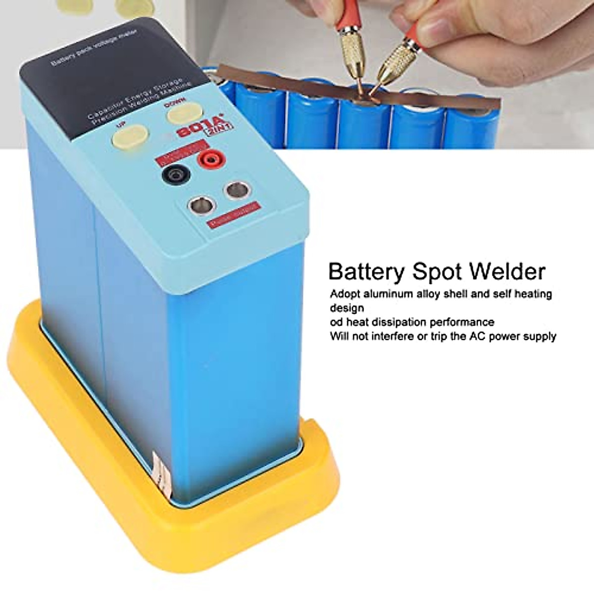 Battery Spot Welder, Aluminum Alloy Shell Electric Welding Machine Auto Trigger at with Intelligent Control Display Panel for Electric Appliance(US Plug)