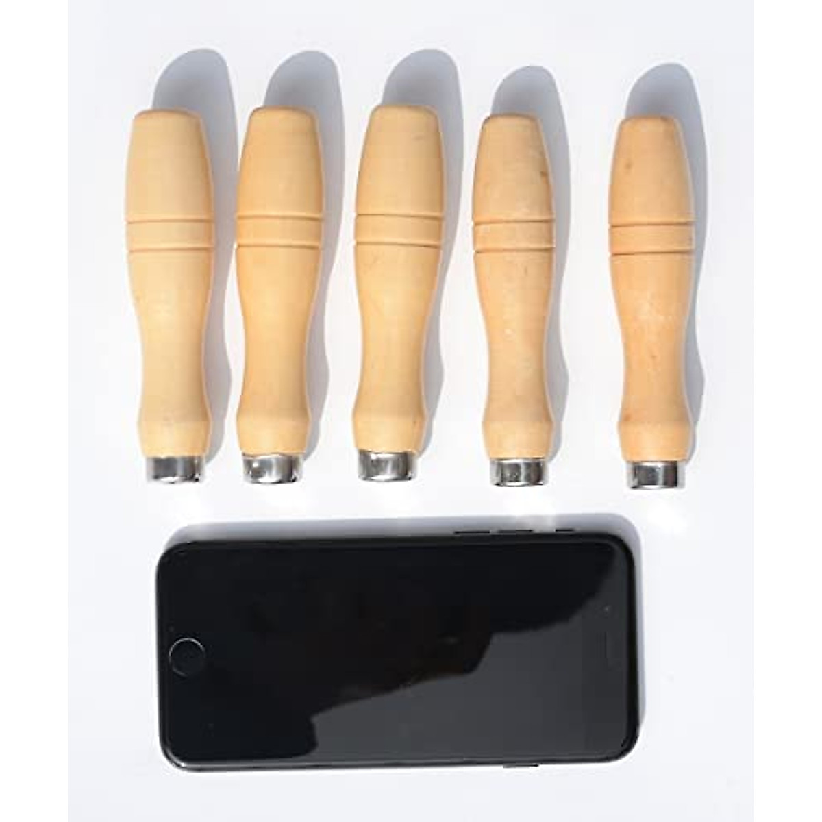 DS-Space Wooden File Handle with Strong Metal Collars for 4.0''-7.0'' File (5 Pack) (Medium)