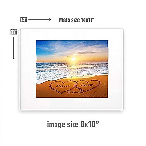 Heart and Heart at Beautiful Sunrise Unique Personalized Photo or Canvas Prints with Couple's Names and Special Date on Beach,Perfect Present Love Gift for Anniversary,Wedding,Birthday and Holidays