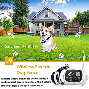 HEXIEDEN Wireless Dog Fence,Outside Stubborn Dog Boundary Fence System,Electric Pet Dogs Containment System,Adjustable Range Up to 1640ft,with IP67 Waterproof Training Collar,for 1 2 3 Dogs,for1dog