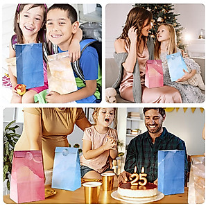 Shindel 54PCS Party Favor Bags with Stickers, Colorful Marbleized Treat Bags Goodie Bags Kids Birthday Gift Bags Party Accessories for Kids Birthday Party 4.7" x 3.1" x 8.7"