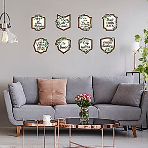 48 Pieces Eucalyptus Cutouts Eucalyptus Positive Sayings Accents Eucalyptus Classroom Decor Eucalyptus Inspirational Quotes Wall Art Greenery Accent Bulletin Boards Set for Home School Decorations