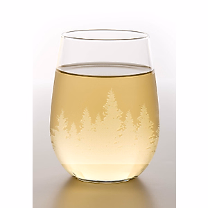MOUNTAINS Engraved 17oz Stemless Wine Glass | Inspired by Nature, Adventure, and the Outdoors | Great Gift Idea!