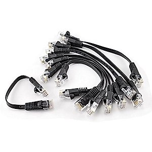 CablesOnline, 10-Pack 6-inch CAT6 Network UTP Ethernet RJ45 Flat-Design Patch Black Cable, (U6-000FK-10)