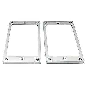 MusiclilyMetal Flat Humbucker Pickup Mounting Ring Set Humbucker Pickup Frame Replacement for Electric Guitar, Chrome (Pack of 2)