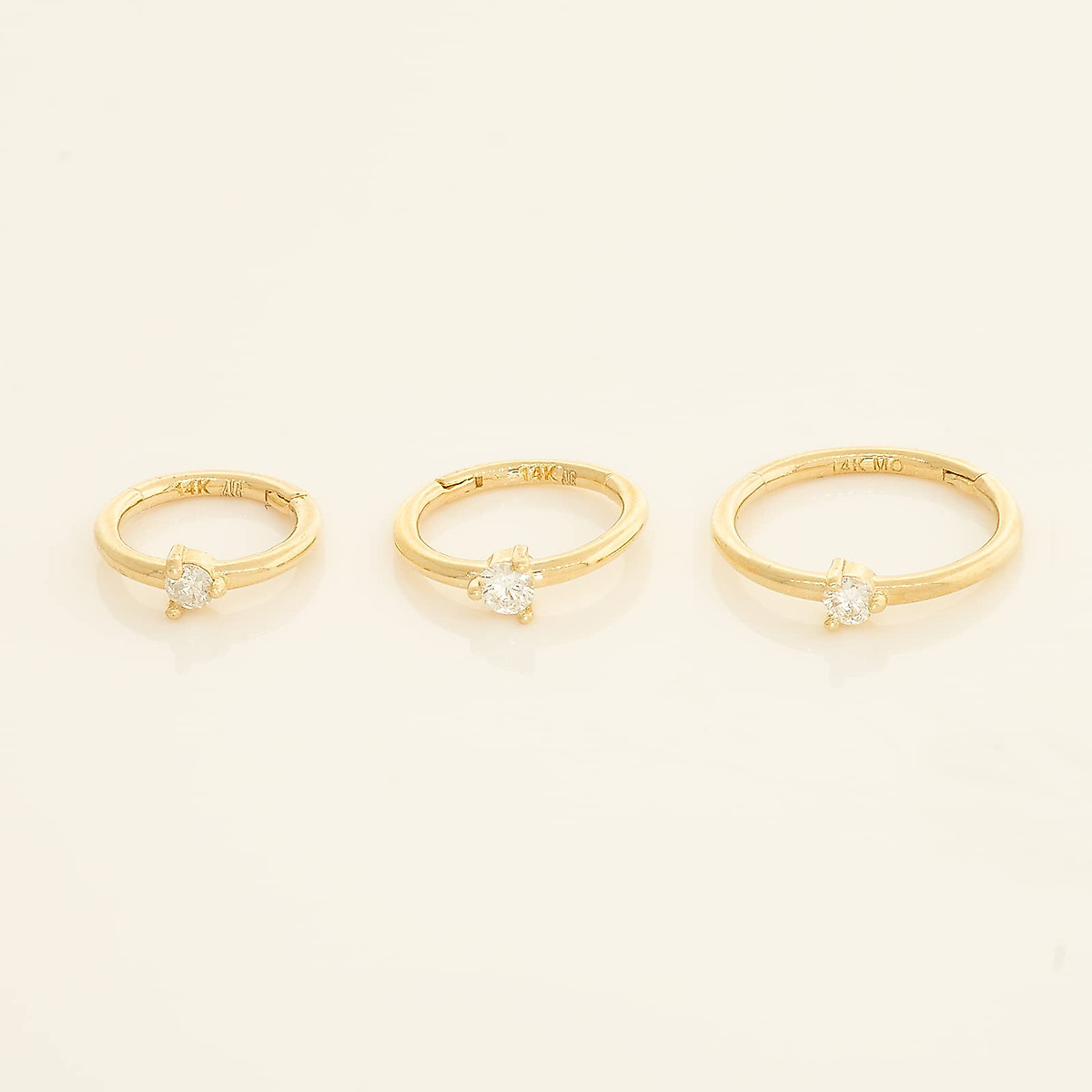 ANYGOLDS 14K Solid Gold REAL Diamond Hoop Earring - Natural Diamond Cartilage Helix Tragus Conch Rook Snug - Body Hoop Clicker Ear Piercing - 18 Gauge Women's Piercing Jewelry - 1 PCS