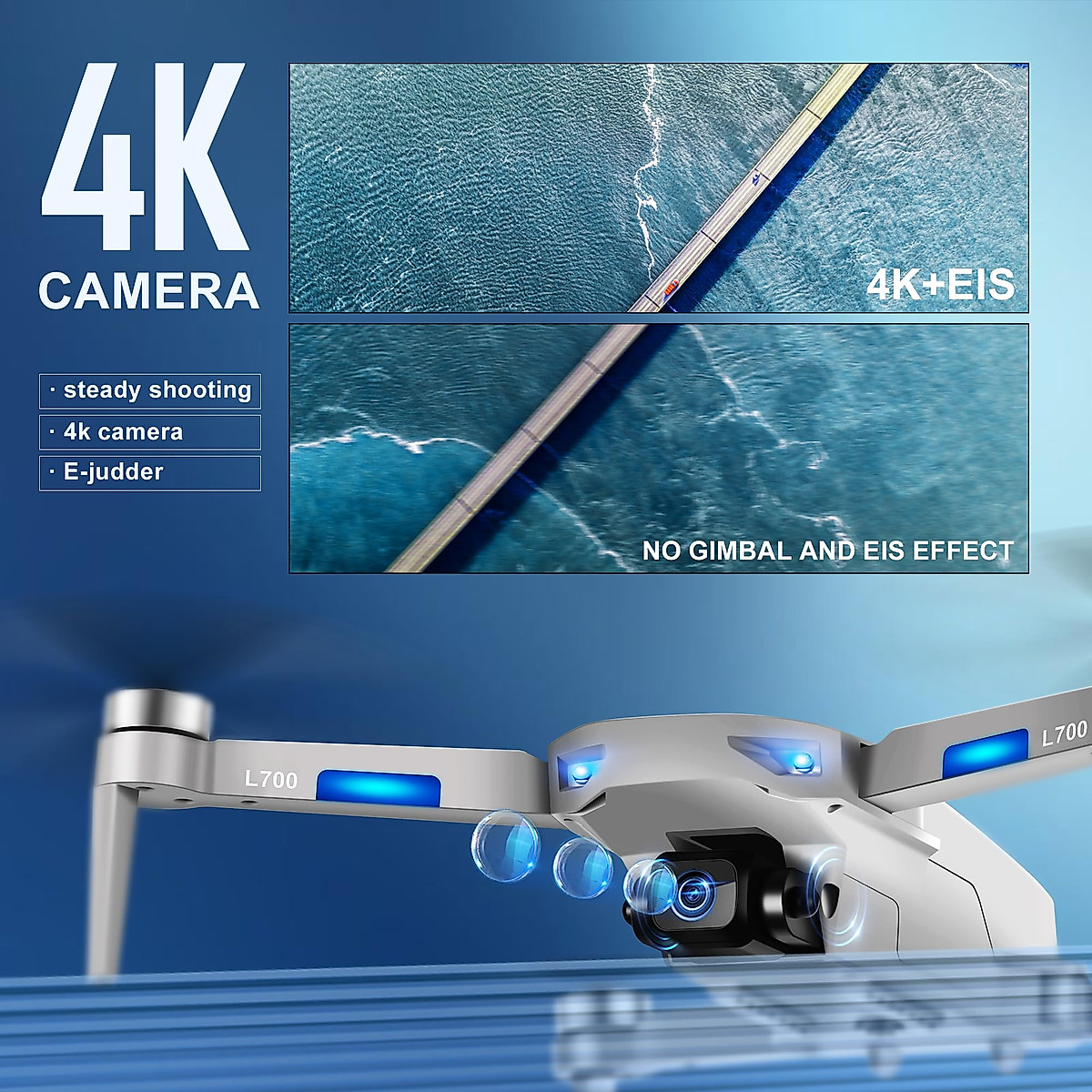 HHD GPS Drones with Camera for Adults 4k, 50 Mins Flight Time, Under 249g, 3800ft FPV Transmission, Brushless Motor, Max Speed 15m/s, Foldable Drone for Adults, Beginner