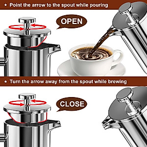 Jewheg Small French Press Coffee Maker, 12OZ/350ML Stainless Steel Insulated Coffee Press ，Double Wall Insulated French Press，Easy Press Strong Quality Metal Coffee Press.