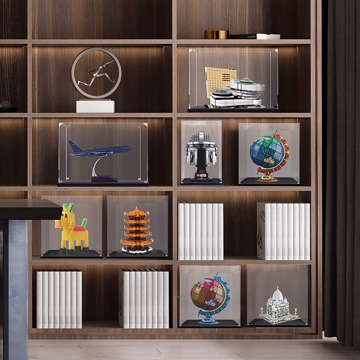 Acrylic Display Case for Collectibles Assemble Clear Acrylic Display Box for Lego Alternative Glass Case for Display Figures Doll Toys Home Storage(10x10x15.7 inch, 25x25x40 cm)