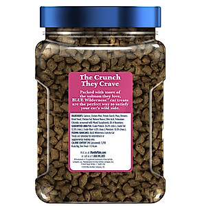 Blue Buffalo Wilderness Crunchy Cat Treats, Made with Natural Ingredients, Tasty Salmon Flavor, 12-oz Tub