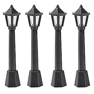 EXCEART 8Pcs Mini Street Post Lights Model Railway Train Lamp Post Lights Miniature Christmas Village Pathway Lantern Post for DIY Dollhouse Micro Landscape Fairy Garden Accessories