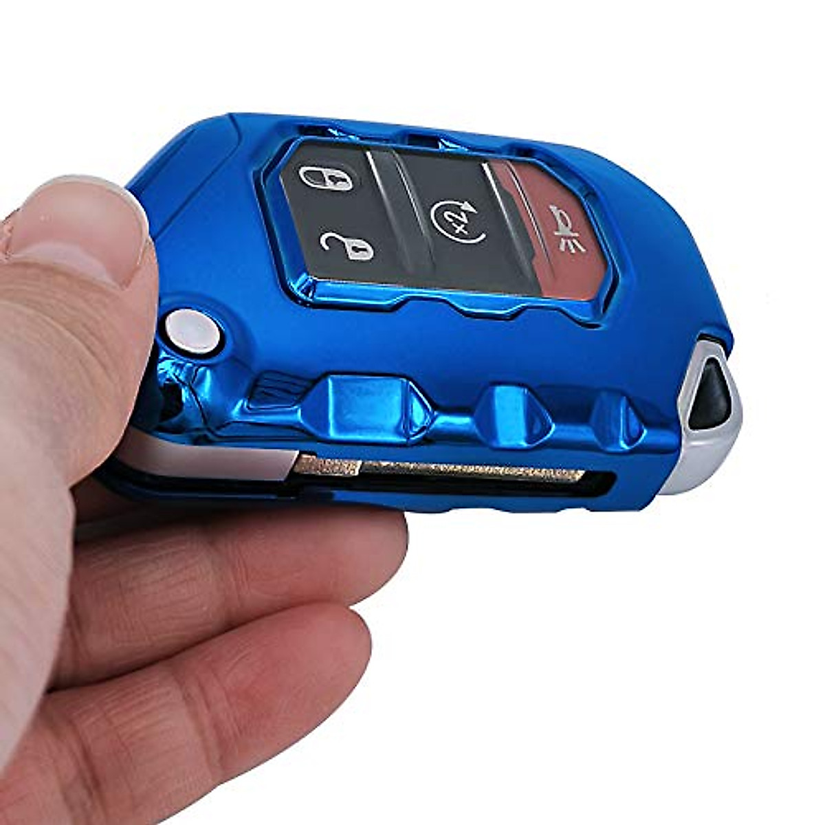 Blue Soft TPU Flip Key Fob Case Holder Jacket Cover Protector for Jeep 2020 2021 Gladiator JT Sahara JLU 2018 2019 Jeep Wrangler JL JLU Rubicon key remote control
