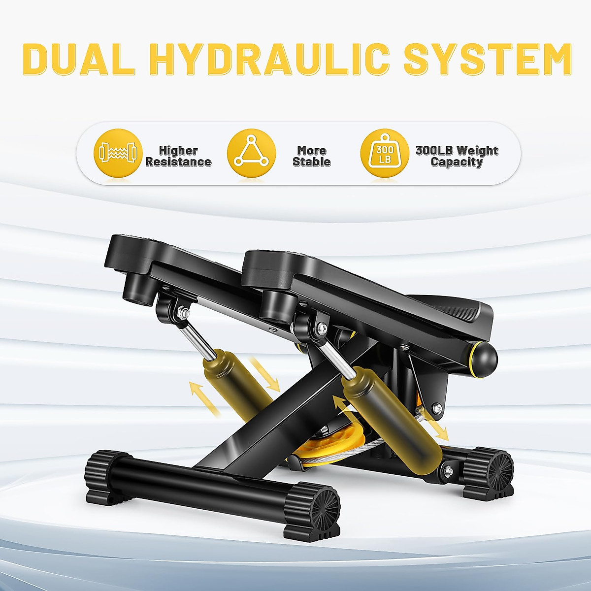 Steppers for Exercise at Home, Mini Stair Stepper with Resistance Bands, Portable Stair Climber Fitness Exercise Equipment for Home Workout, More Than 300lbs Weight Capacity