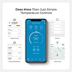 Cielo Smart Thermostat | Supports Conventional Systems up to (2H/2C) & Heat Pumps (4H/2C) | Alexa, Google, Siri Shortcuts, SmartThings, IFTTT | Touchscreen Color Display | Free C-Wire Adapter