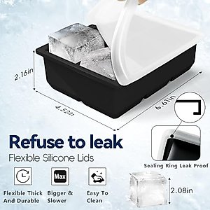 Ice Cube Tray, Silicone Large Ice Cube Molds for Freezer with Lid (4 Pcs), 6 Ball Ice Tray, 4 Diamond & 6-Ice Trays, Reusable Ice Mold for Whiskey ，Drinks，Juices and Cocktails. (Black)