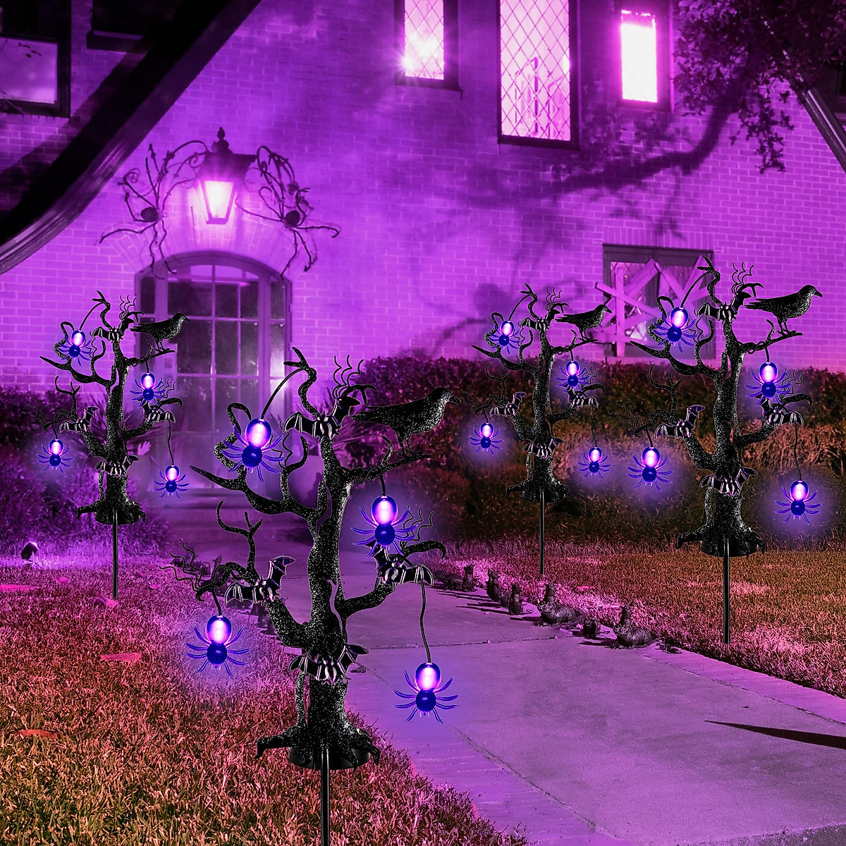 2 Pack Solar Halloween Stake Lights for Decoration, Mental Waterproof Solar Pathway Lights for Porch Garden Lawn Yard Outdoor