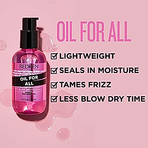 Redken Oil for All Heat Protectant and Anti Frizz Multi Benefit Hair Oil, 3.4 Fl Oz (Pack of 1)
