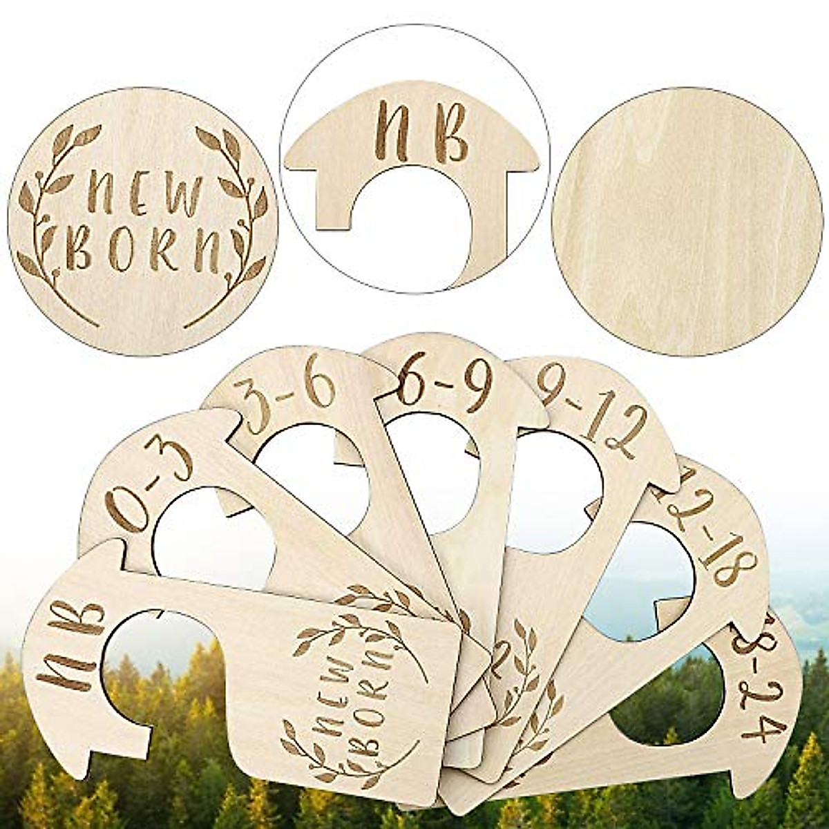 Premium Wood Baby Closet Dividers,Set of 7,from Newborn to 24 Month,Baby Closet Organizers,Nursery Decor,Baby Clothes Organizers (Style-3)
