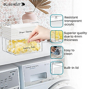 BLiSSNEST - Laundry Pods Container - Laundry Organizer - Laundry Room Organization - Acrylic Containers - Dryer Sheet Holder - Dryer Sheet Container - Laundry Detergent Organizer - Laundry Pod Holder