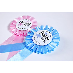 PATICARRY Elephant Themed Tinplate Badge Set, Light Pink and Blue Satin, Perfect for Baby Shower