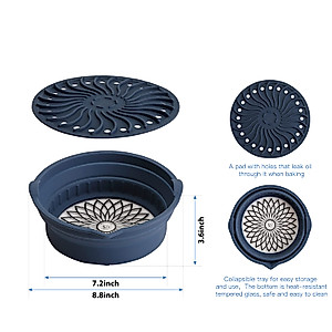 Collapsible Air Fryer Silicone Liners Pot Round, 8 inch Multifunction Microwave Steamer Popcorn,6 PCS Glass Replacement of Parchment Paper Liner Non Stick for 4 to 6 QT