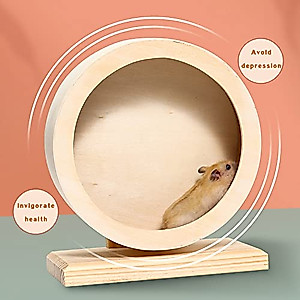 antiai Hamster Wooden Silent Wheel, Small Animal Exercise Wheel Accessories, Quiet Spinner Hamster Running Wheels Prevent Depression Toys for Hamsters, Gerbils, Mice and Other Small Pets (S)